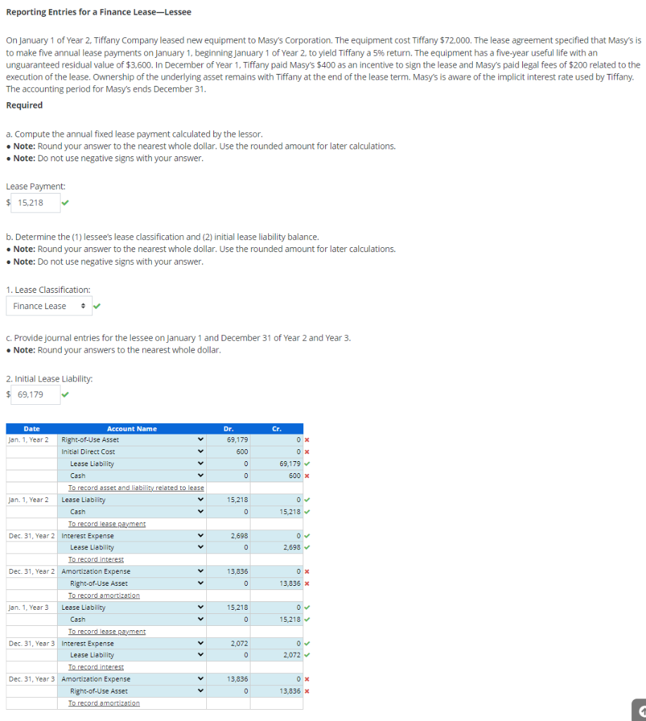 Solved Q5 Reporting Entries for a Finance Lease—Lessee On | Chegg.com