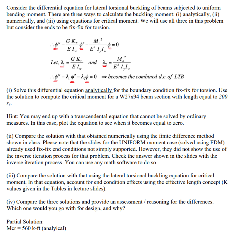 Solved Consider the differential equation for lateral | Chegg.com