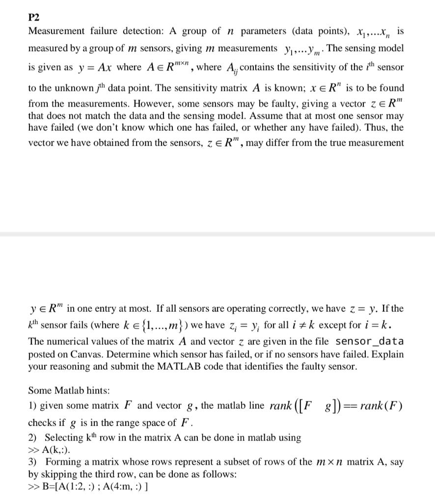 Solved P2 Measurement failure detection: A group of n | Chegg.com