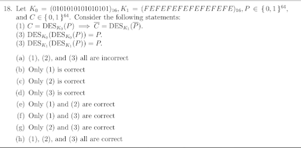 18. Let Ko = (0101010101010101)16, K1 = | Chegg.com