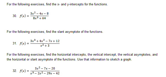 Solved For the following exercises, find the x- and | Chegg.com