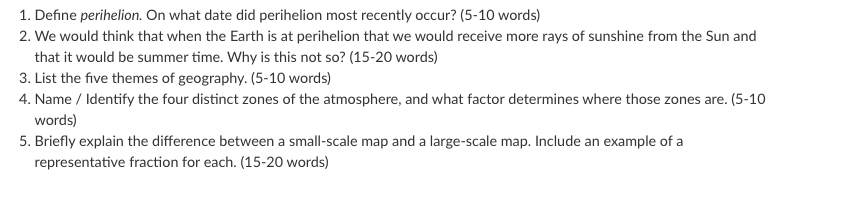 Solved 1. Define perihelion. On what date did perihelion | Chegg.com