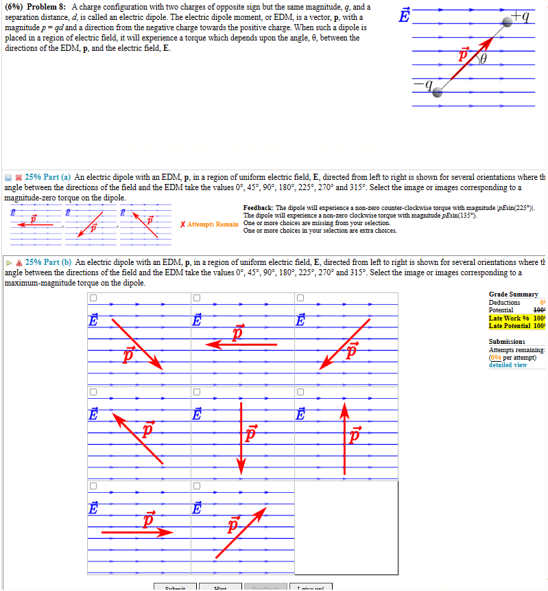 Solved (6\%) Problem 8: A charge configuration with two | Chegg.com