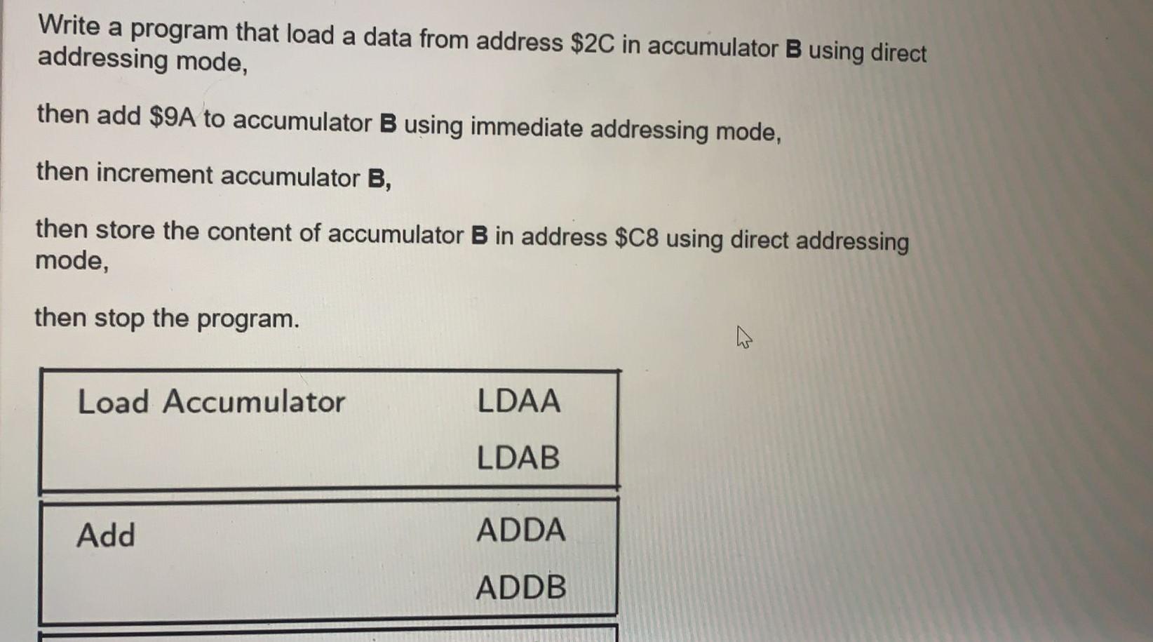 Solved Write A Program That Load A Data From Address 2c In 0165