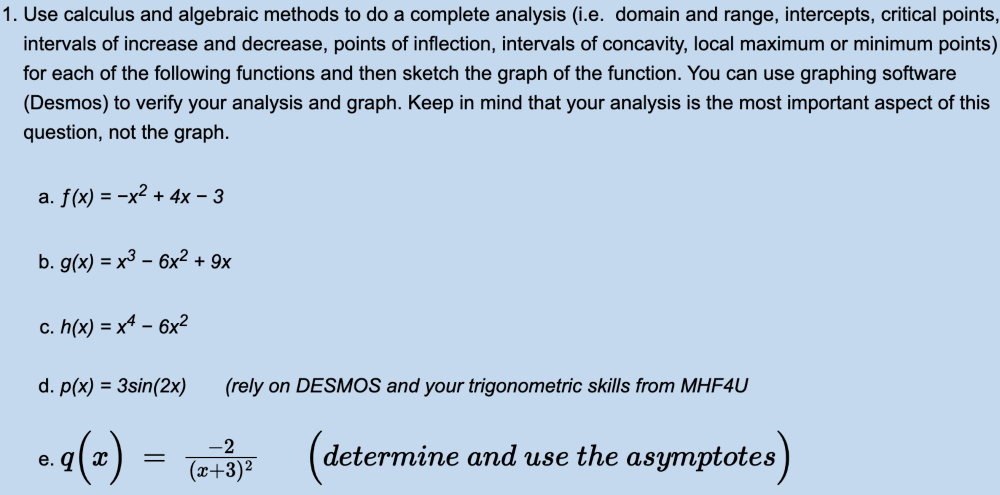 Solved 1. Use calculus and algebraic methods to do a | Chegg.com