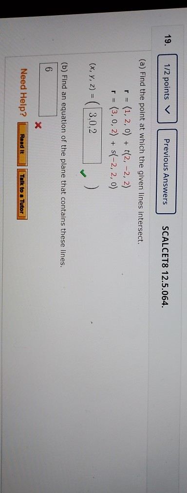 Solved -12 points SCALCET8 12.5.057. Consider the following | Chegg.com