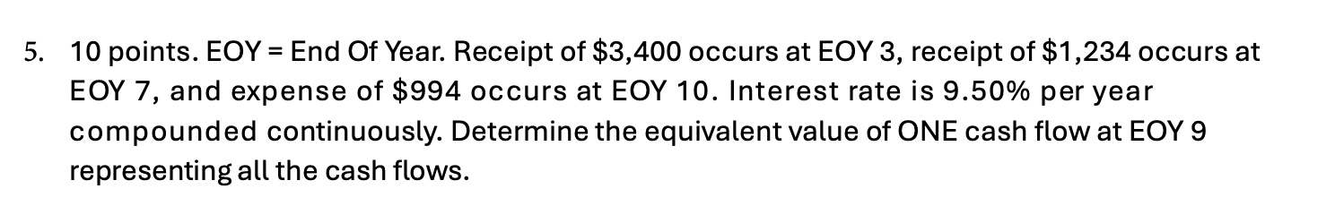 Solved 10 ﻿points. EOY = ﻿End Of Year. Receipt of $3,400 | Chegg.com
