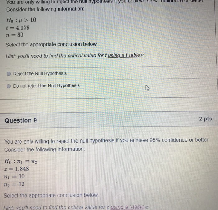Solved You are only willing to reject the null hypounesls II | Chegg.com