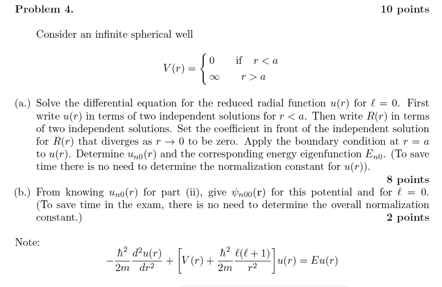 Solved Problem 4. 10 points Consider an infinite spherical | Chegg.com