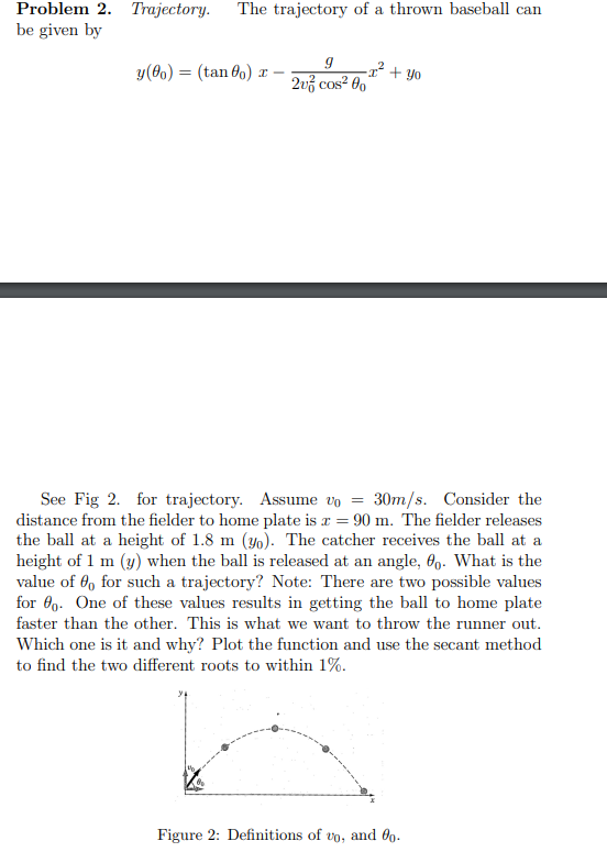 Solved Problem 2. Trajectory. The trajectory of a thrown | Chegg.com