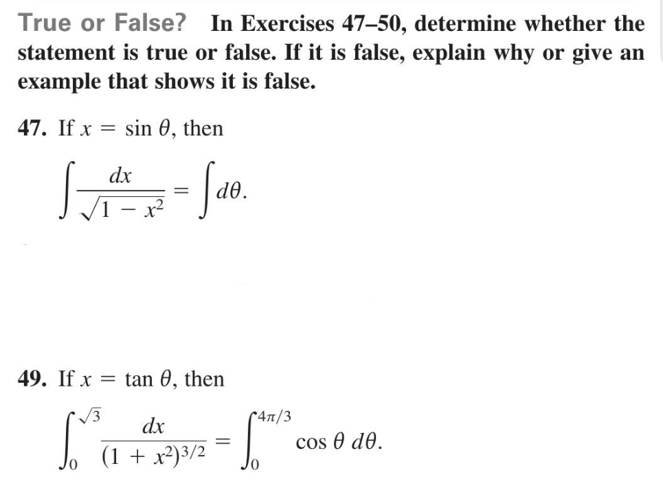 Solved True or False? In Exercises 47−50, determine whether | Chegg.com