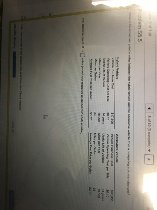 Solved What is the crossover point in miles between the | Chegg.com