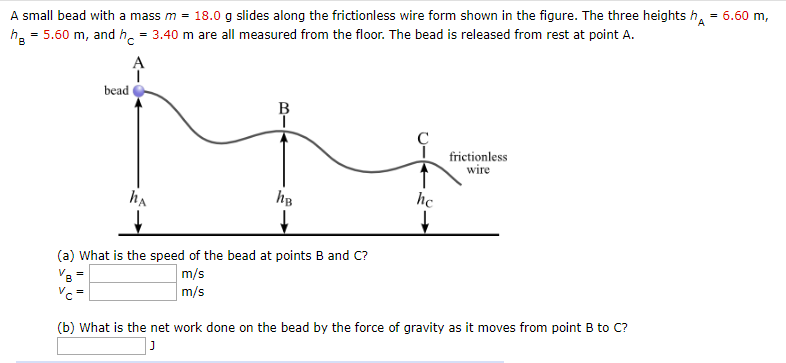 Solved = 6.60 m, A small bead with a mass m = 18.0 g slides | Chegg.com