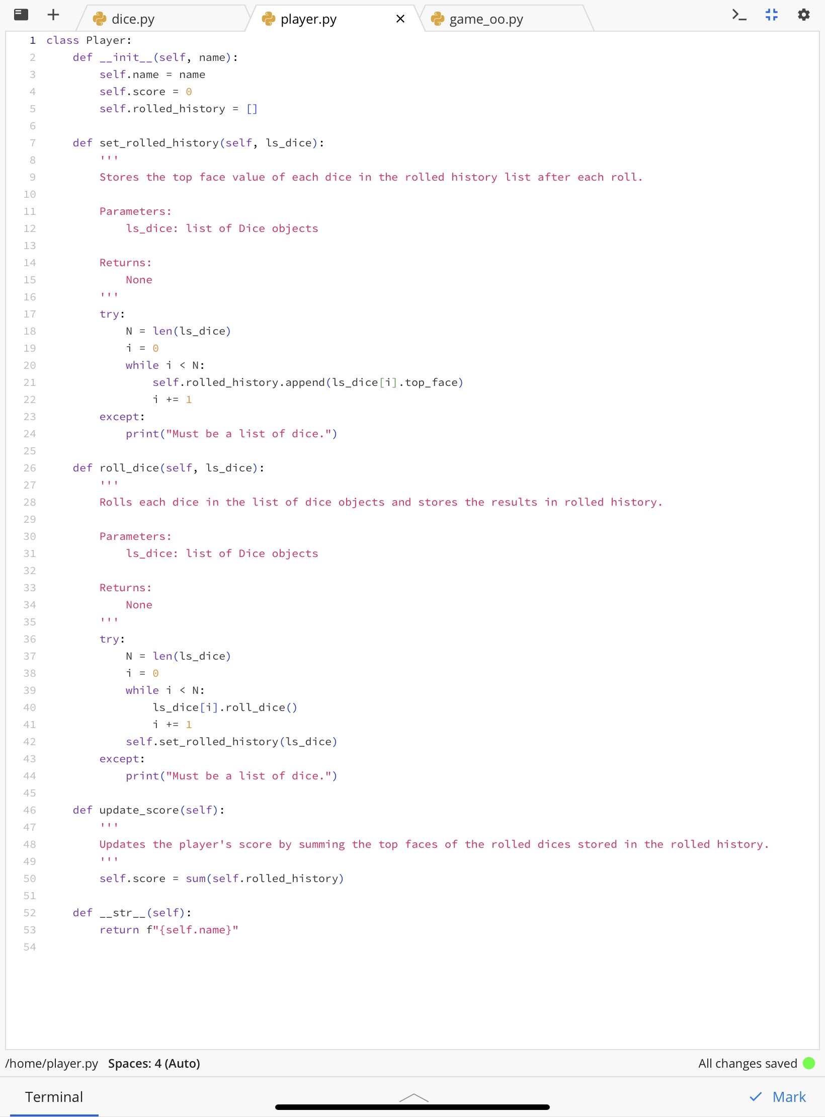 Solved from dice import Dice from player import Player | Chegg.com