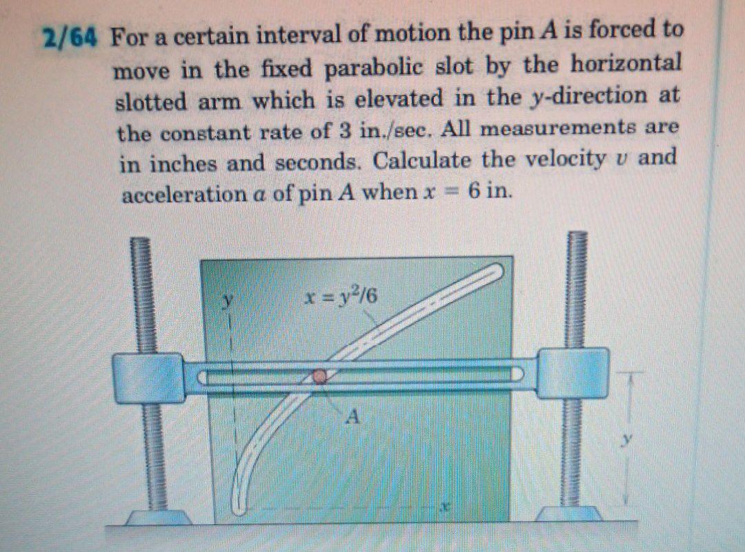 Solved 2/64 For a certain interval of motion the pin A is | Chegg.com