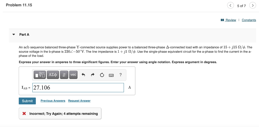 Solved Problem 11.15 5 of 7 > Review Constants Part A An acb | Chegg.com