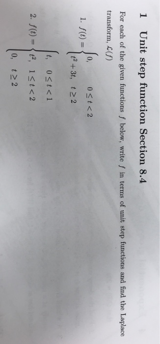 Solved 1 Unit step function Section 8.4 For each of the | Chegg.com