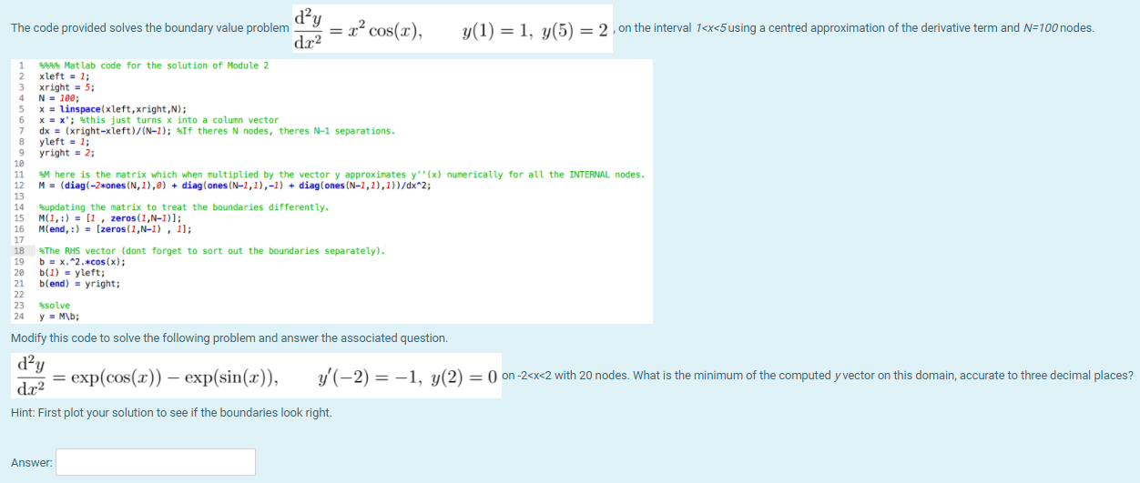 Solved dạy The code provided solves the boundary value | Chegg.com
