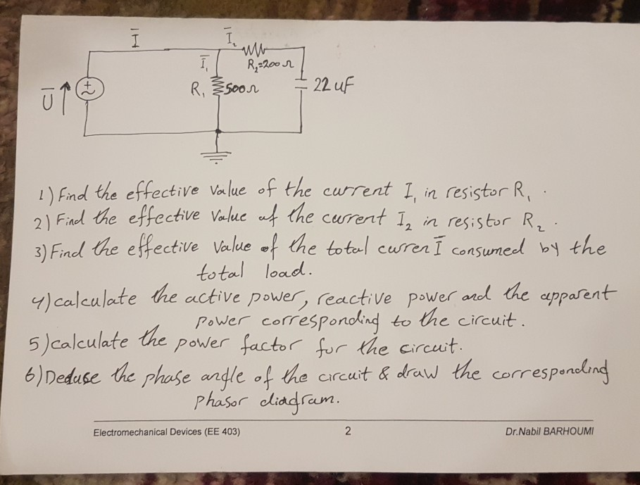 Solved 22 uf R.S0On 1)Fnd the effecti ve Value of the | Chegg.com