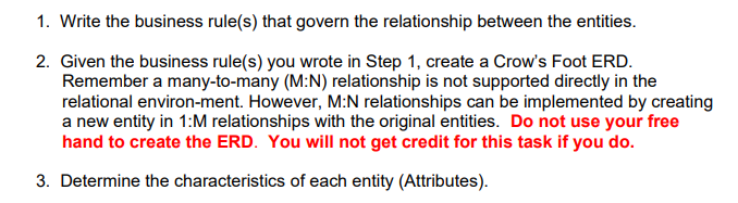 1. Write the business rule(s) that govern the | Chegg.com