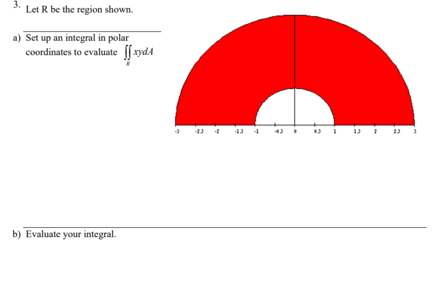 Solved 3. Let R be the region shown. a) Set up an integral | Chegg.com