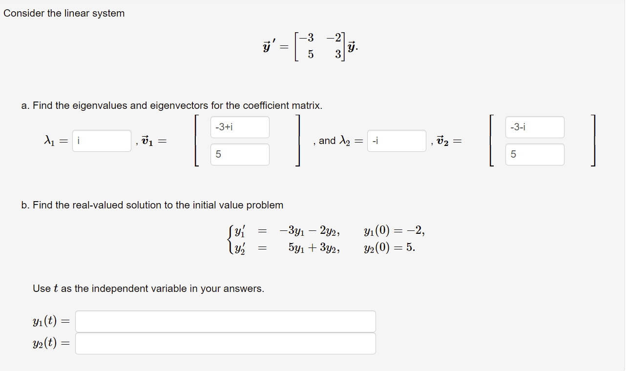 Solved Consider the linear system oʻ= [11 -3 5 ỹ. a. Find | Chegg.com