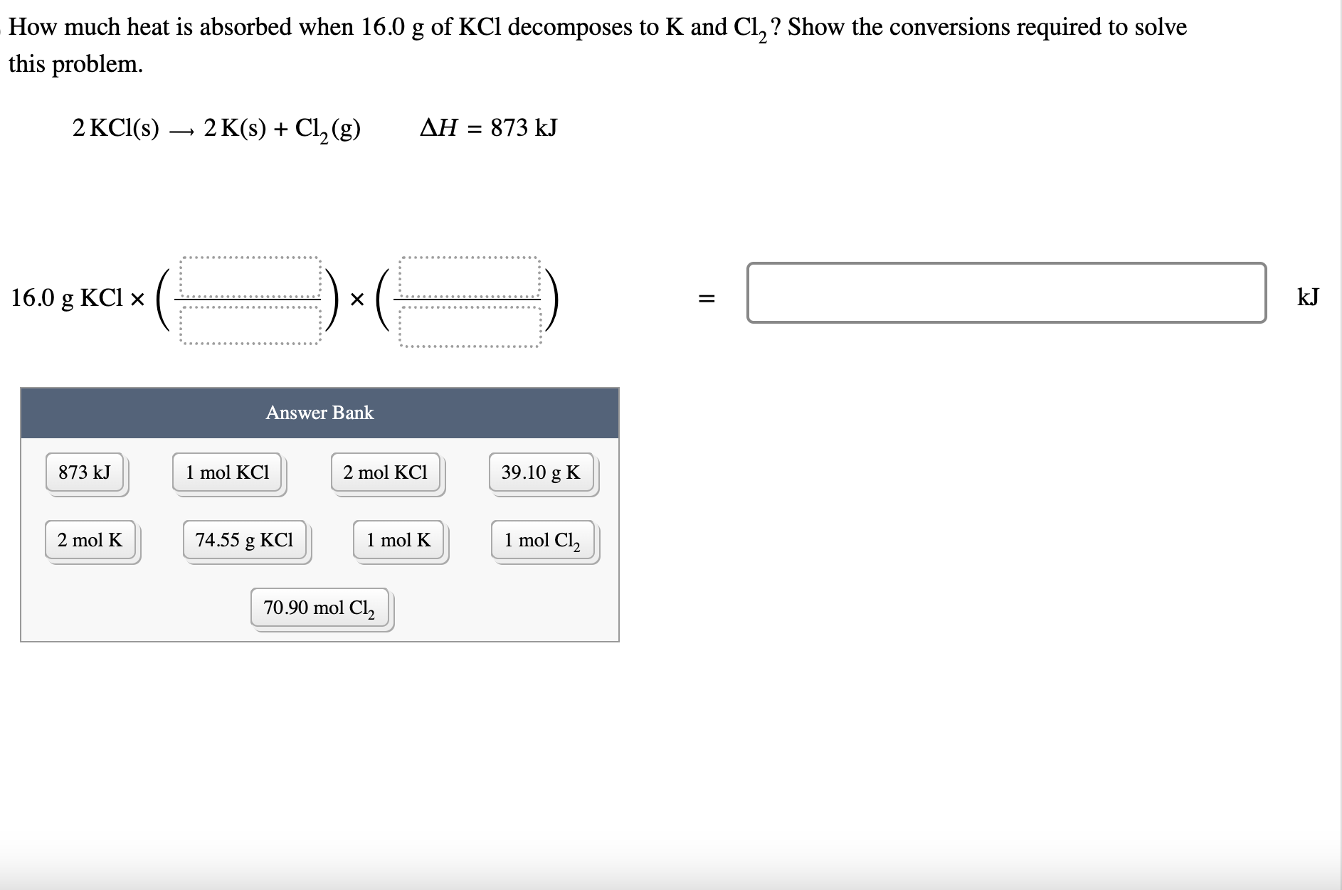 Solved How much heat is absorbed when 16.0 g of KCl | Chegg.com
