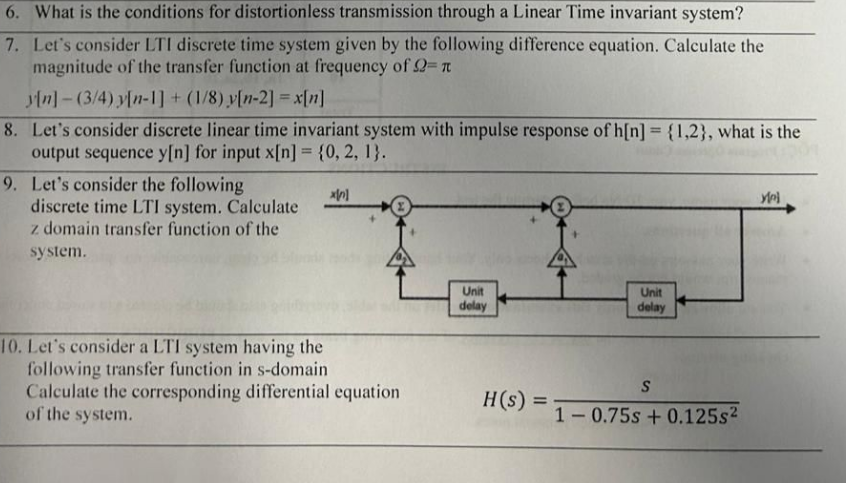 Solved What is ﻿the conditions for distortionless | Chegg.com
