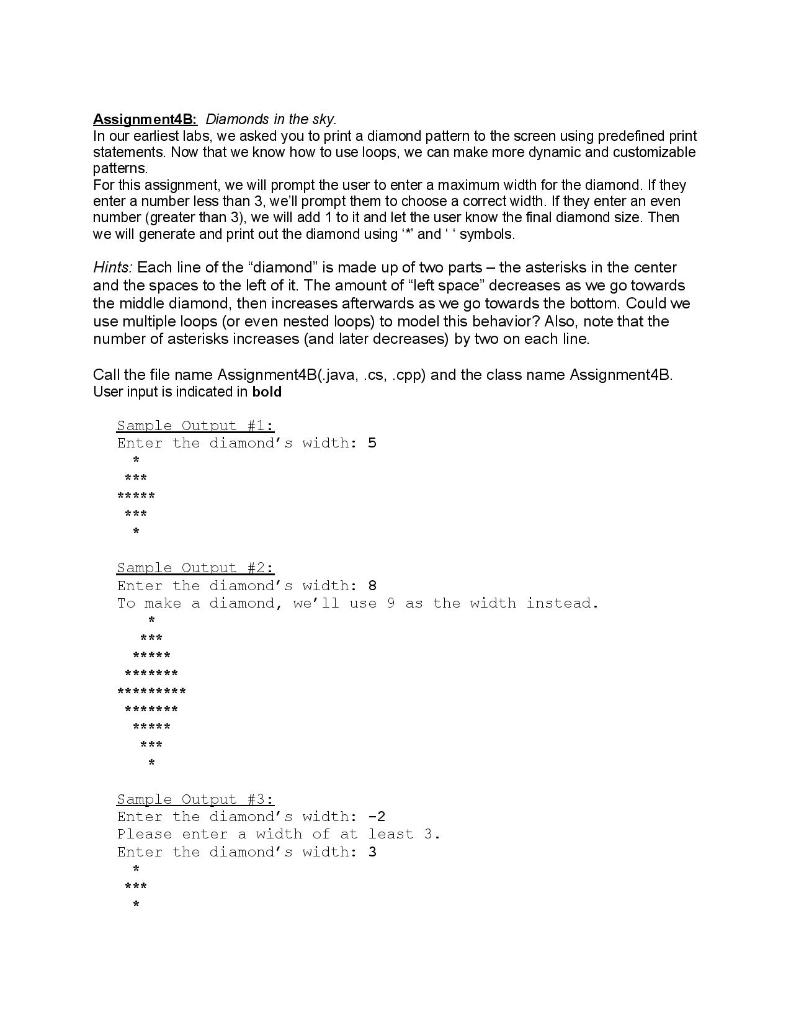 Solved Assignment4B: Diamonds in the sky. In our earliest | Chegg.com