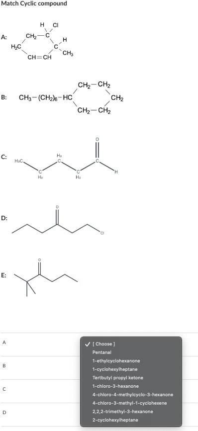 Solved Match Cyclic compoundB:CEA```V | Chegg.com