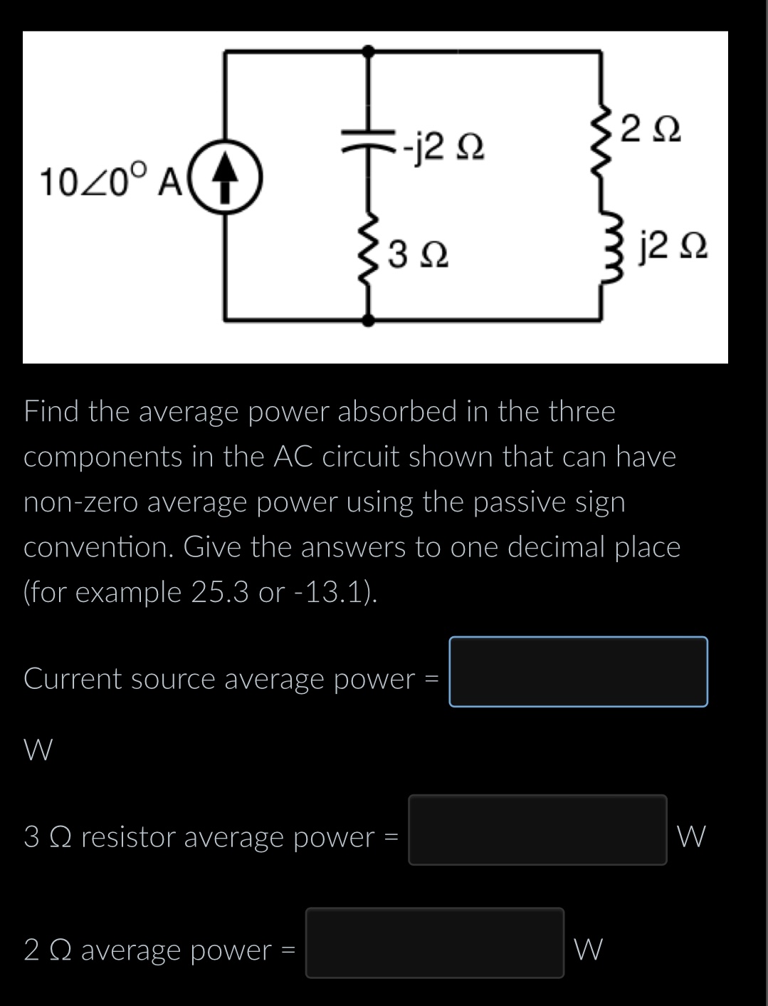 Solved Find the average power absorbed in the three | Chegg.com