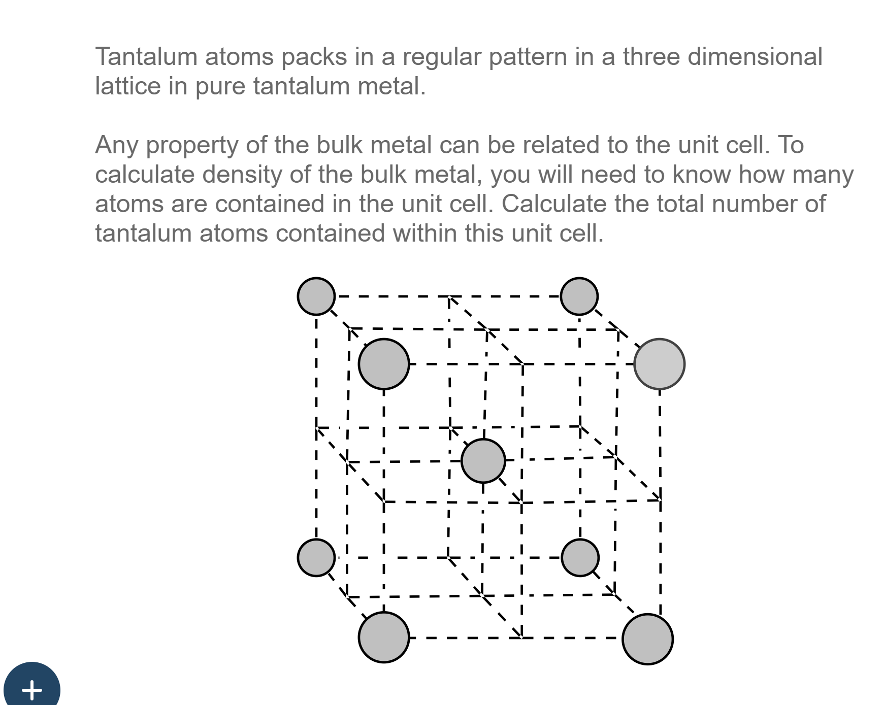 Solved Tantalum atoms packs in a regular pattern in a three | Chegg.com