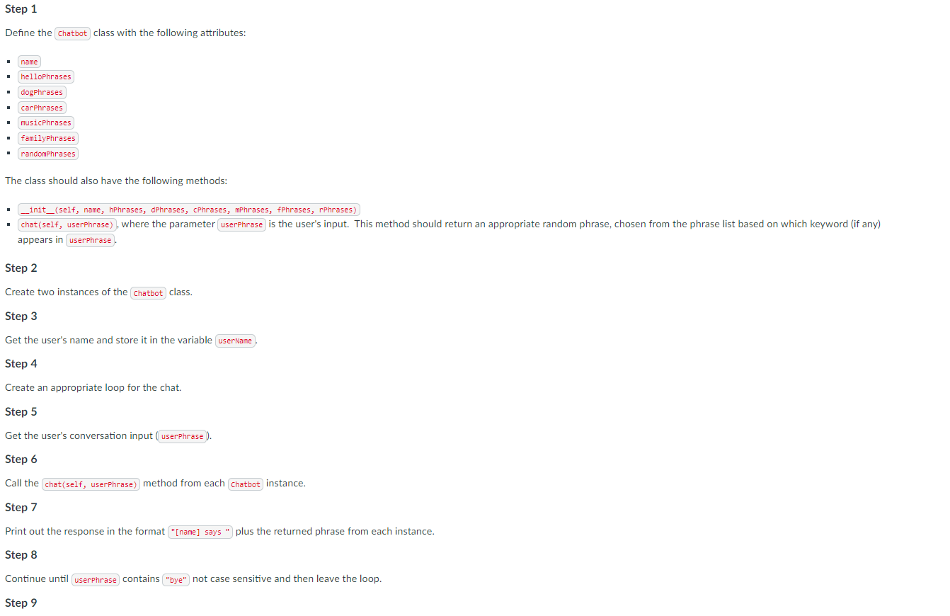 Solved Project Requirements First, to allow the conversation | Chegg.com