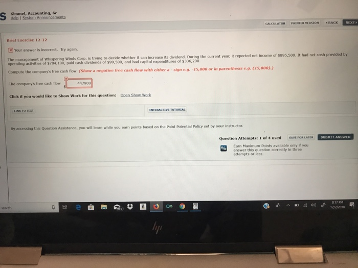 Solved Kimmel, Accounting, Ge Help I System Announcements | Chegg.com