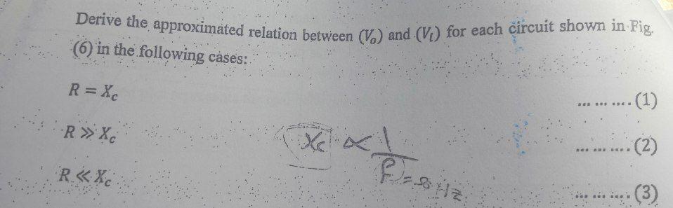 Derive the approximated relation between (V) and (V) | Chegg.com