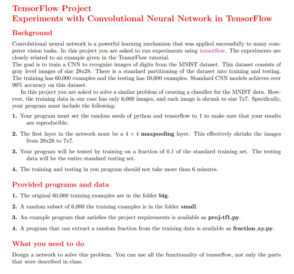 TensorFlow Project Experiments with Convolutional | Chegg.com