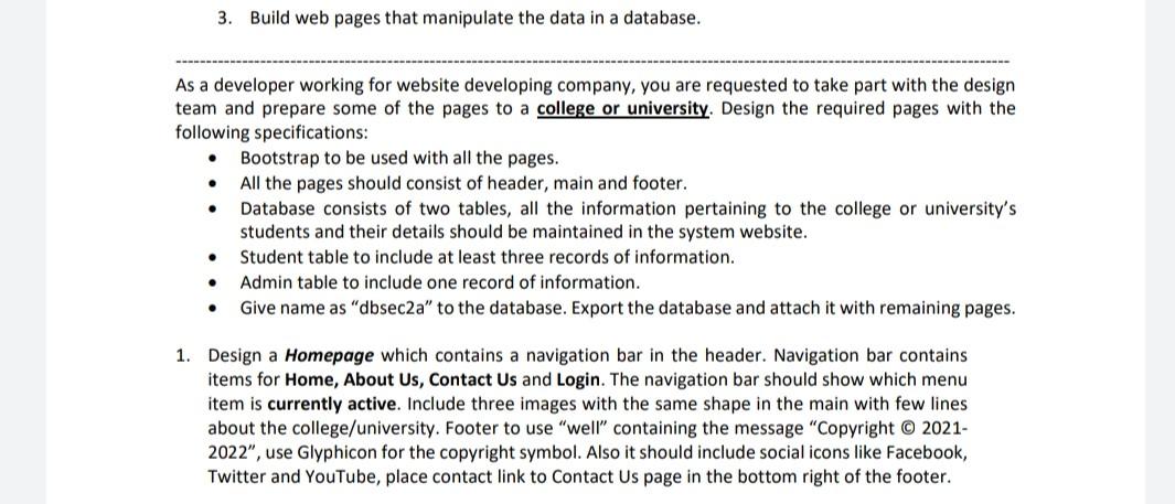 Solved 3. Build web pages that manipulate the data in a | Chegg.com