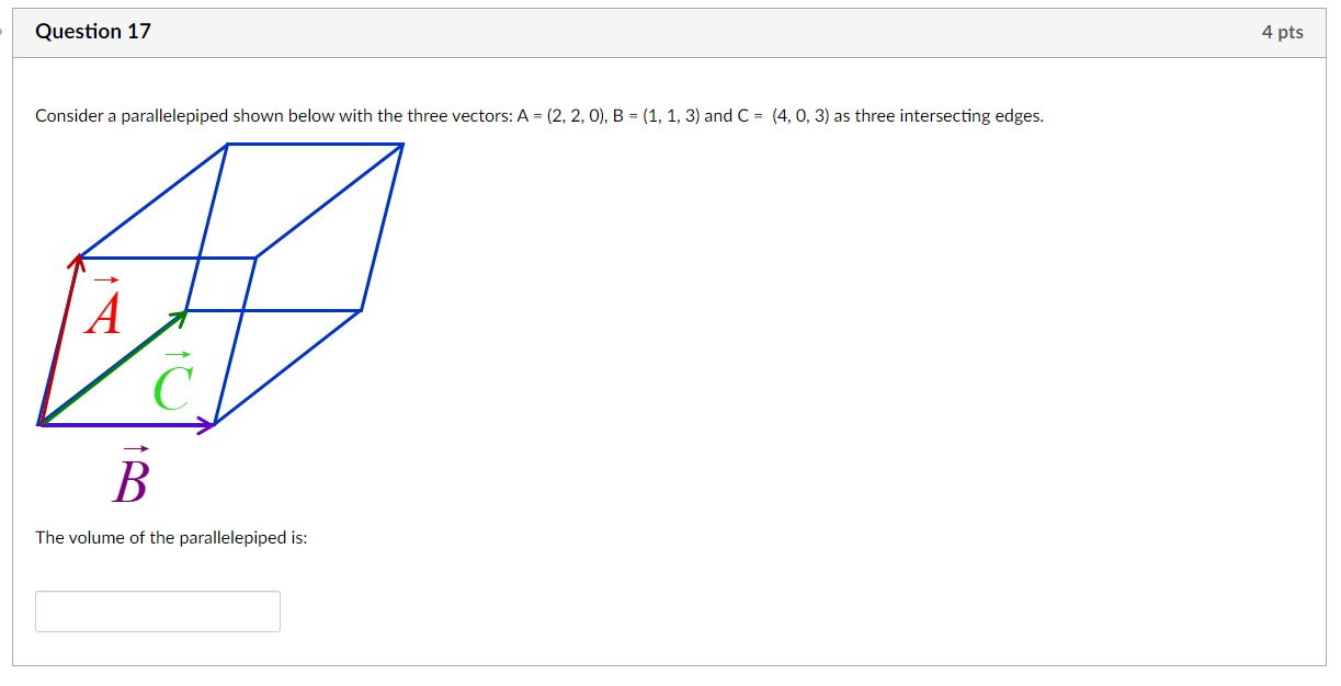Solved Question 17 4 pts Consider a parallelepiped shown | Chegg.com