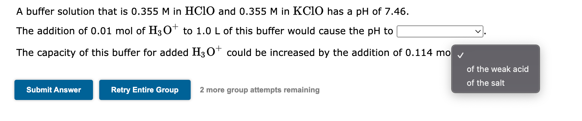 Solved A buffer solution that is 0.355M in HClO and 0.355M | Chegg.com