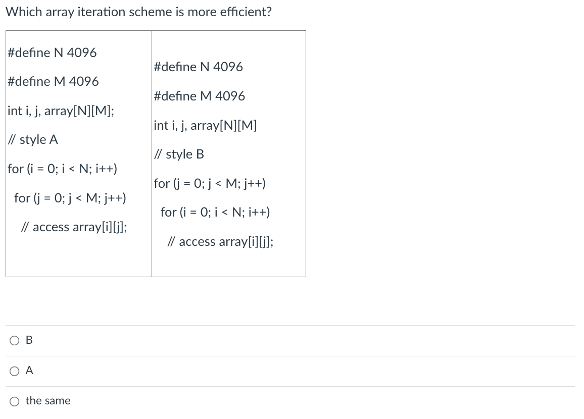 Solved Which Array Iteration Scheme Is More Efficient B A