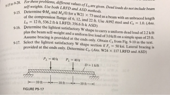 Solved weights. Use both LRFD and ASD methods. Determine ΦM" | Chegg.com