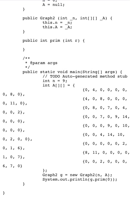provided one skeleton program named Graph2.java | Chegg.com
