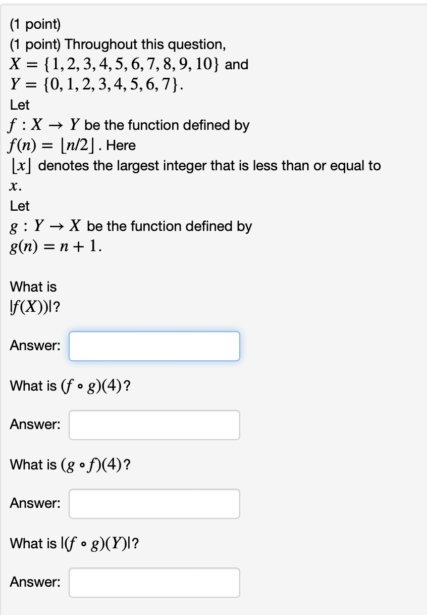 Solved (1 point) (1 point) Throughout this question, | Chegg.com