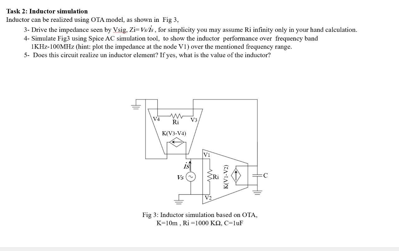 Task 2: Inductor simulation Inductor can be realized | Chegg.com