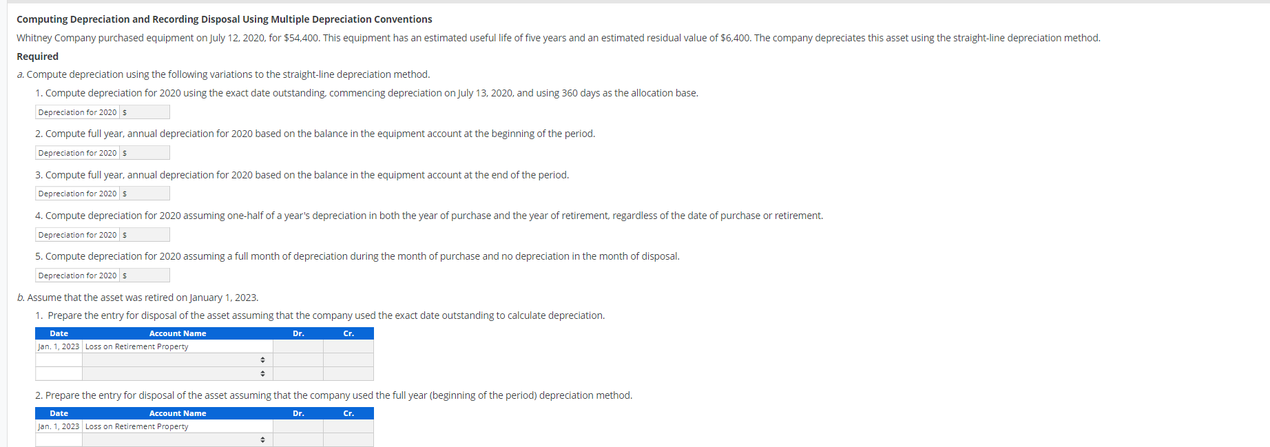 Solved Computing Depreciation and Recording Disposal Using | Chegg.com