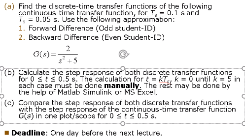Solved (a) Find the discrete-time transfer functions of the | Chegg.com