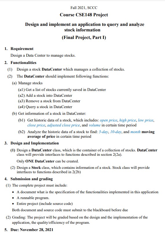 Java Project. 1. Requirement Design a Data Center to | Chegg.com