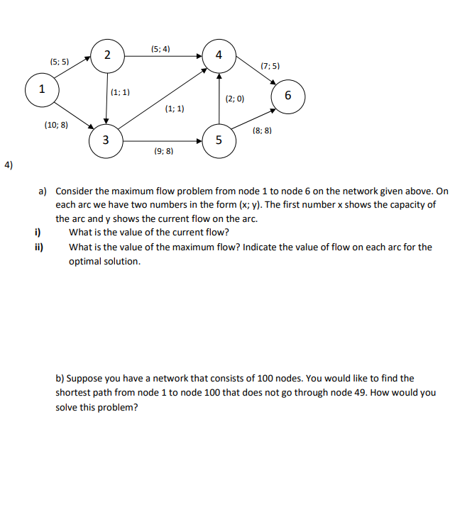 Solved A Consider The Maximum Flow Problem From Node 1 To 