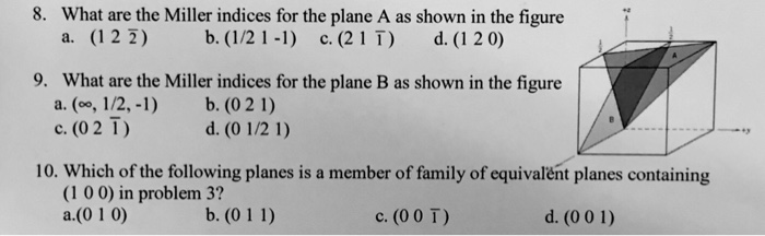 Solved What are the Miller indices for the plane A as shown | Chegg.com