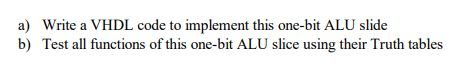 Solved a) Write a VHDL code to implement this one-bit ALU | Chegg.com